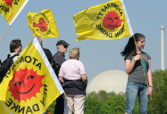 Antinuclear Activists Hold Anti Nuclear Logo Editorial Stock Photo ...