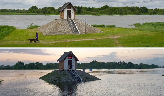 Composite Picture Shows Water Level House Editorial Stock Photo - Stock ...