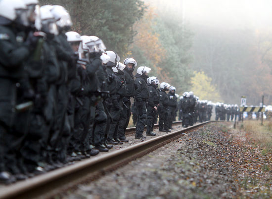 Riot Police Secure Railway Tracks Leitstade Editorial Stock Photo ...