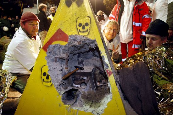 Three Demonstrators Who Have Chained Themselves Editorial Stock Photo ...