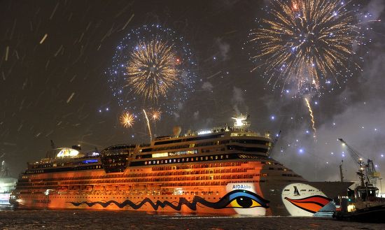 Fireworks Explode Launch Cruise Ship Aidablu Editorial Stock Photo ...
