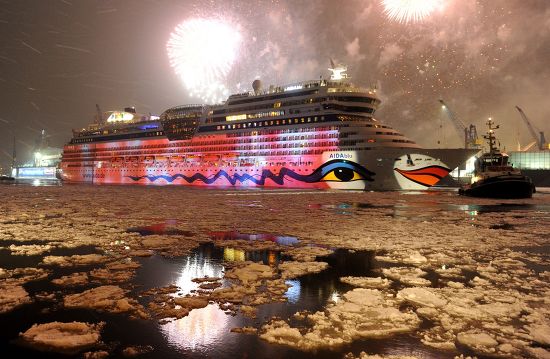 Fireworks Explode Launch Cruise Ship Aidablu Editorial Stock Photo ...
