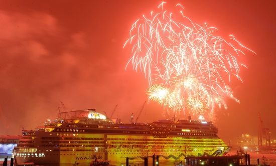 Fireworks Explode Launch Cruise Ship Aidablu Editorial Stock Photo ...