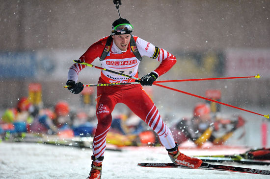 Austrian Biathlete Dominik Landertinger Action During Editorial Stock ...