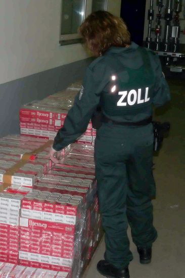 German Customs Officer Presents Smuggled Cigarettes Editorial Stock ...