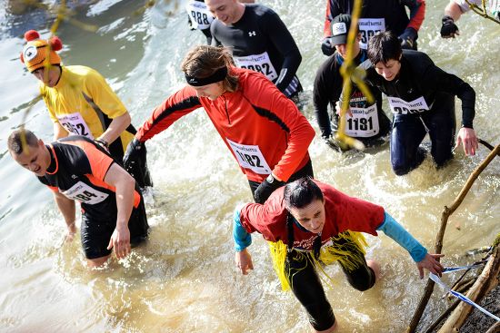 Participants Wade Through Water Obstacle On Editorial Stock Photo ...