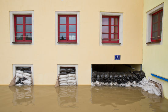 Sandbags Stacked Doorway Windows Along Flooded Editorial Stock Photo ...