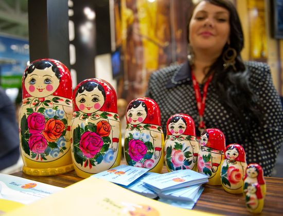 Matryoshkas On Display Booth Russia During Editorial Stock Photo ...
