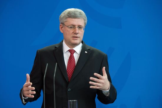 Canadian Prime Minister Stephan Harper Speaks Editorial Stock Photo ...