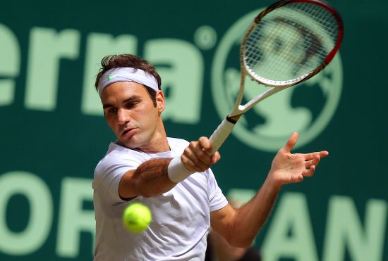 Switzerlands Roger Federer Returns Ball Germanys Editorial Stock Photo ...