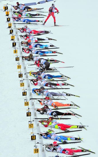 Biathletes Take Aim Shooting Range During Editorial Stock Photo - Stock ...