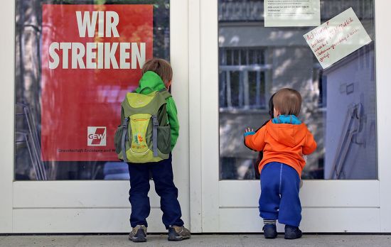 Two Children Stand Front Closed Kindergarten Editorial Stock Photo ...