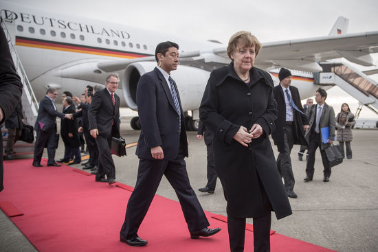 German Chancellor Angela Merkel Arrives Airport Editorial Stock Photo ...