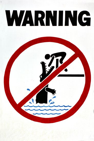 Warning Sign Danger Crocodile Infested Waters Editorial Stock Photo ...