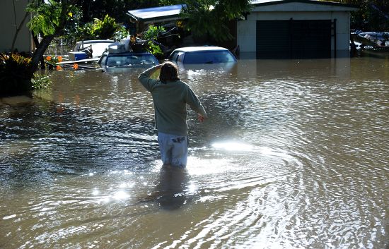 Locals Walk Through Floodwaters Look Inundated Editorial Stock Photo ...
