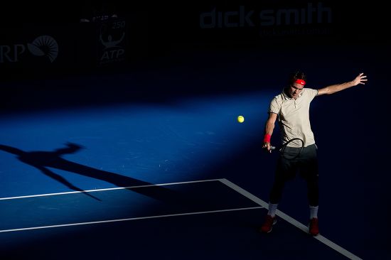 Swiss Player Roger Federer Returns Ball Editorial Stock Photo - Stock ...