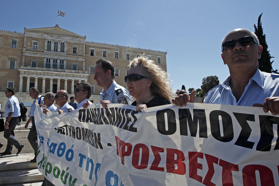 Greek Police Officers Demonstrate Outside Greek Editorial Stock Photo ...