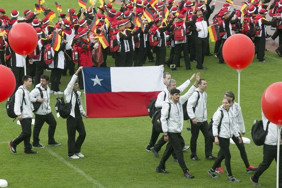 Chilean Athletes Enter Pitch During Opening Editorial Stock Photo ...