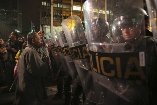 Brazilian Activists Shout Slogans Front Riot Editorial Stock Photo ...