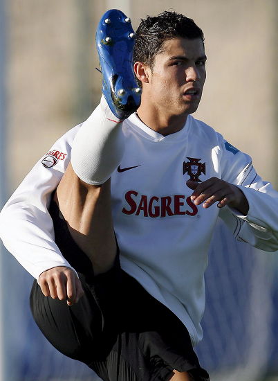 Portuguese Forward Cristiano Ronaldo Stretches During Editorial Stock ...