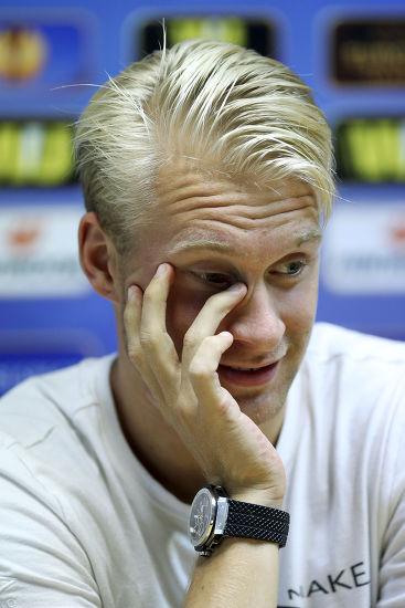 Elfsborg Player Johan Larsson Speaks Journalists Editorial Stock Photo ...