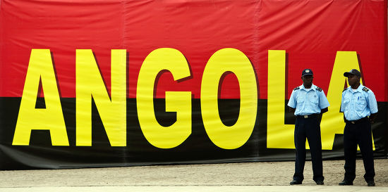 Policemen Stand Front Flag Angola Written Editorial Stock Photo - Stock ...