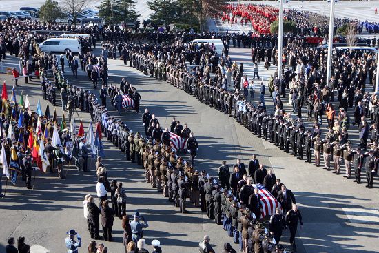 Flag Draped Caskets File Funeral Procession Editorial Stock Photo ...