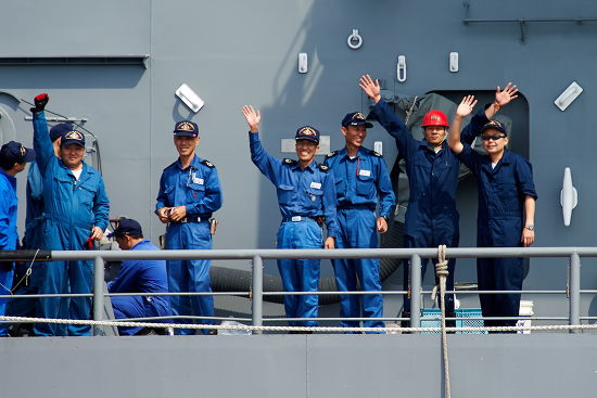 Japanese Navy Crew Members Wave On Editorial Stock Photo - Stock Image ...