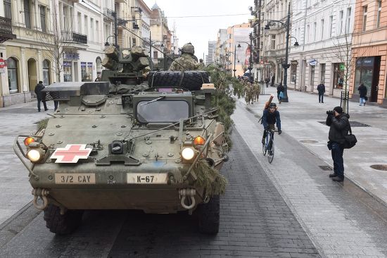 Us Stryker Vehicle Motorcade 2nd Cavalry Editorial Stock Photo - Stock ...