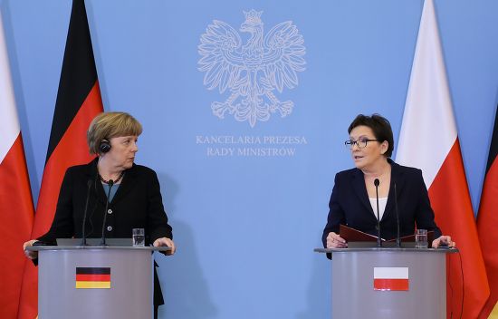 German Chancellor Angela Merkel L Polish Editorial Stock Photo - Stock ...