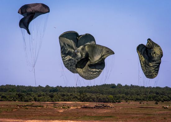Parachute Cargo Drop Seen During Swift Editorial Stock Photo - Stock ...