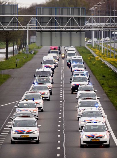 Long Twolane Convoy Police Cars Pass Editorial Stock Photo - Stock ...
