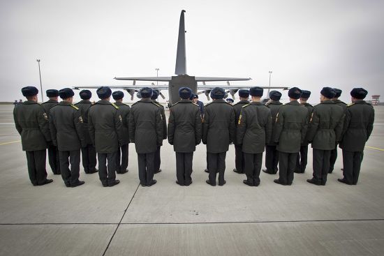 Ukrainian Soldiers Atand Attention During Ramp Editorial Stock Photo ...