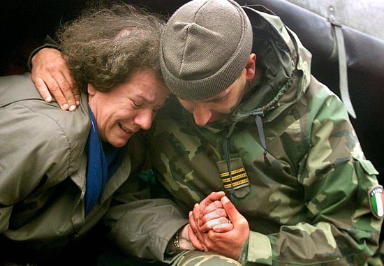 Kukes Albania Italian Soldier Comforts Weeping Editorial Stock Photo ...