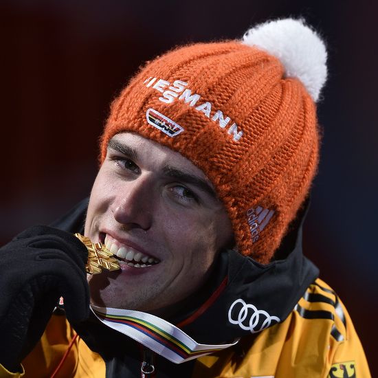 Germanys Gold Medalist Johannes Rydzek Celebrates Editorial Stock Photo ...