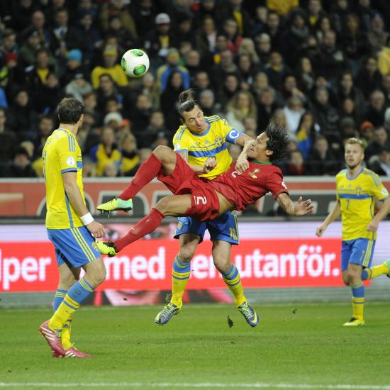 Swedens Zlatan Ibrahimovic C Fights Ball Editorial Stock Photo - Stock ...