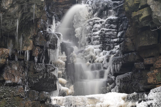 Mill Gill Force Waterfall Frozen Icicles Editorial Stock Photo - Stock ...