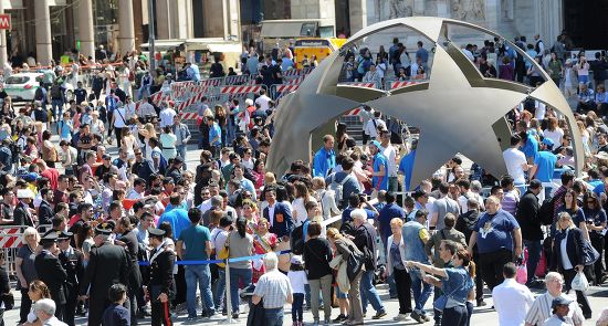 Soccer Fans Queue Take Photos Uefa Editorial Stock Photo - Stock Image ...