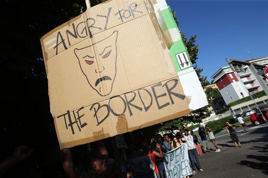 Migrant Holds Sign Stating Angry Border Editorial Stock Photo - Stock ...