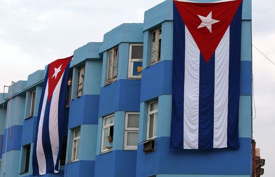 Cuban Flags Hang Buildings Near Us Editorial Stock Photo - Stock Image ...