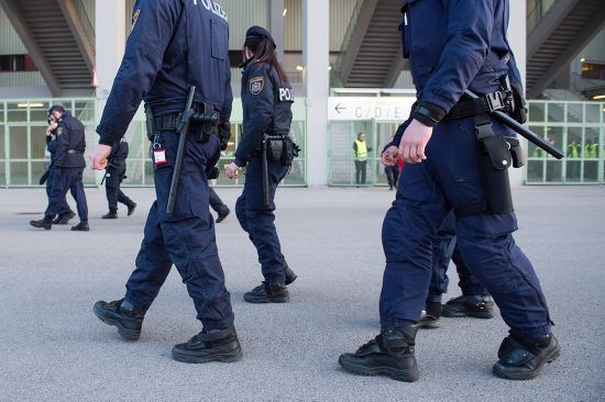 Austrian Police Officers Guard Stadium Entrance Editorial Stock Photo ...