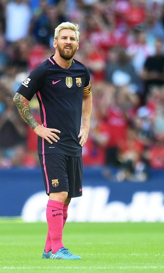 Barcelonas Lionel Messi Reacts After Liverpool Editorial Stock Photo ...