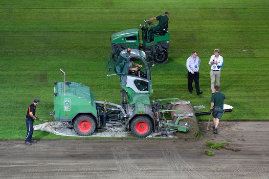 Groundskeeping Staff Lay New Playing Surface Editorial Stock Photo ...