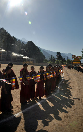 Tibetan Monks Wait Their Spiritual Leader Editorial Stock Photo - Stock ...