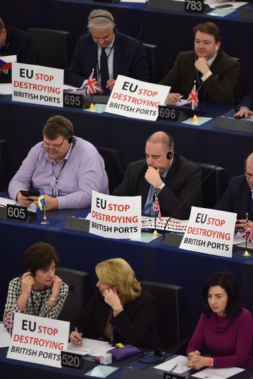 British Meps Protest Posters Reading Eu Editorial Stock Photo - Stock ...