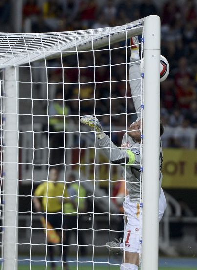 Macedonian Goalkeeper Tome Pacovski Beaten Spain Editorial Stock Photo ...