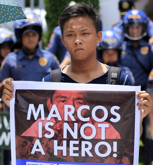 Filipino Protestor Holds Placard During Protest Editorial Stock Photo ...