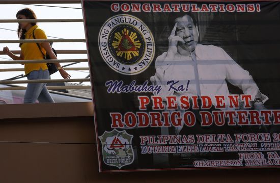 President Duterte Greeting Poster Hangs On Editorial Stock Photo ...