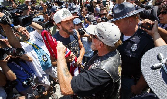 Two Men Argue About Us Flag Editorial Stock Photo - Stock Image ...