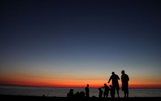 People Watch Sunset On Kvariati Beach Editorial Stock Photo - Stock ...